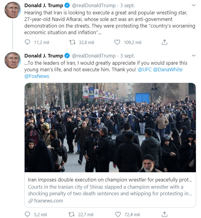 Ejecutan a Luchador Iraní Navid Afkari, a quién Dondald Trump intentó ...
