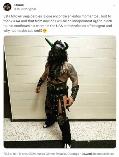 Taurus anuncia su salida de AAA ¿Apunta al CMLL? | Superluchas