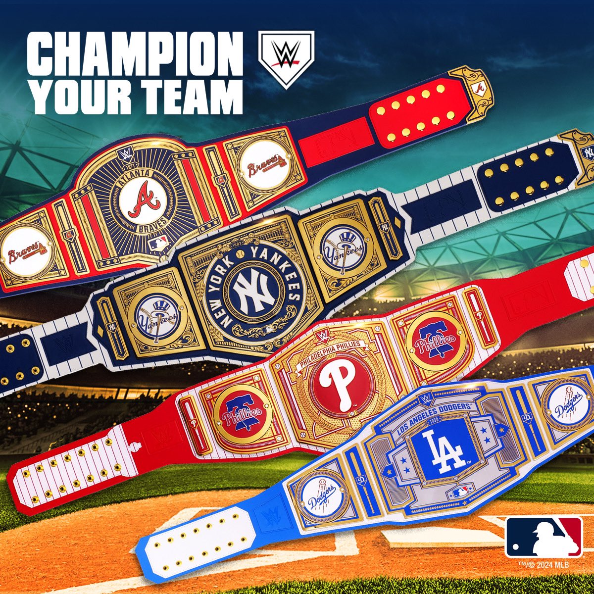WWE lanza la edición 2024 de los cinturones de equipos de la MLB