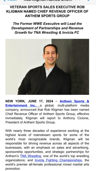 Rob Kligman, ex WWE, se une a Anthem, matriz de TNA | Superluchas