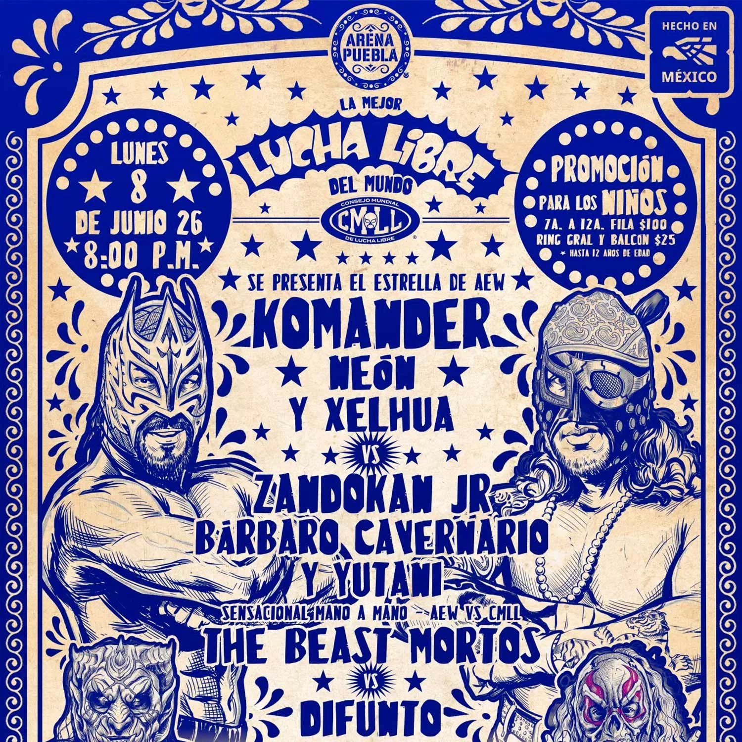 Arena Puebla: Komander, Neón y Xelhua vs. Zandokan, Bárbaro Cavernario ...