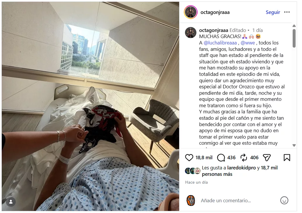 Octagón Jr. habla desde el hospital tras su operación de cuello