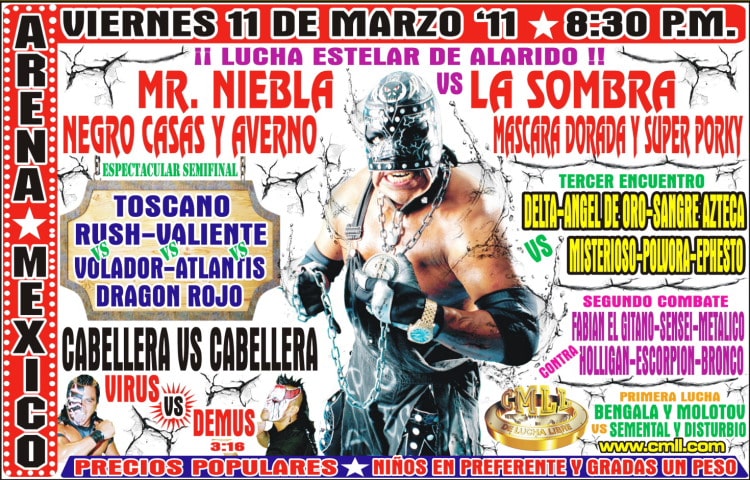 Arena México (11/03/11): Demus 3:16 vs Virus cabellera vs cabellera ...