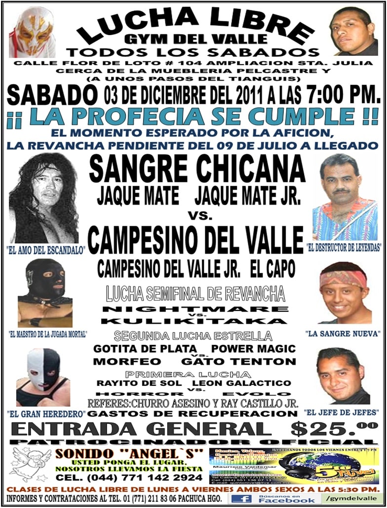 Sangre Chicana el próximo 3 de Diciembre en Gym del Valle | Superluchas