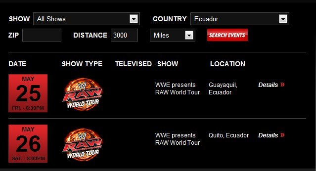 WWE confirma la gira RAW World Tour 2012 en Ecuador | Superluchas